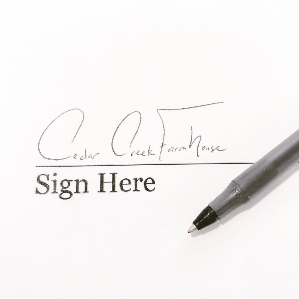 Signature Confirmation – Cedar Creek Farmhouse